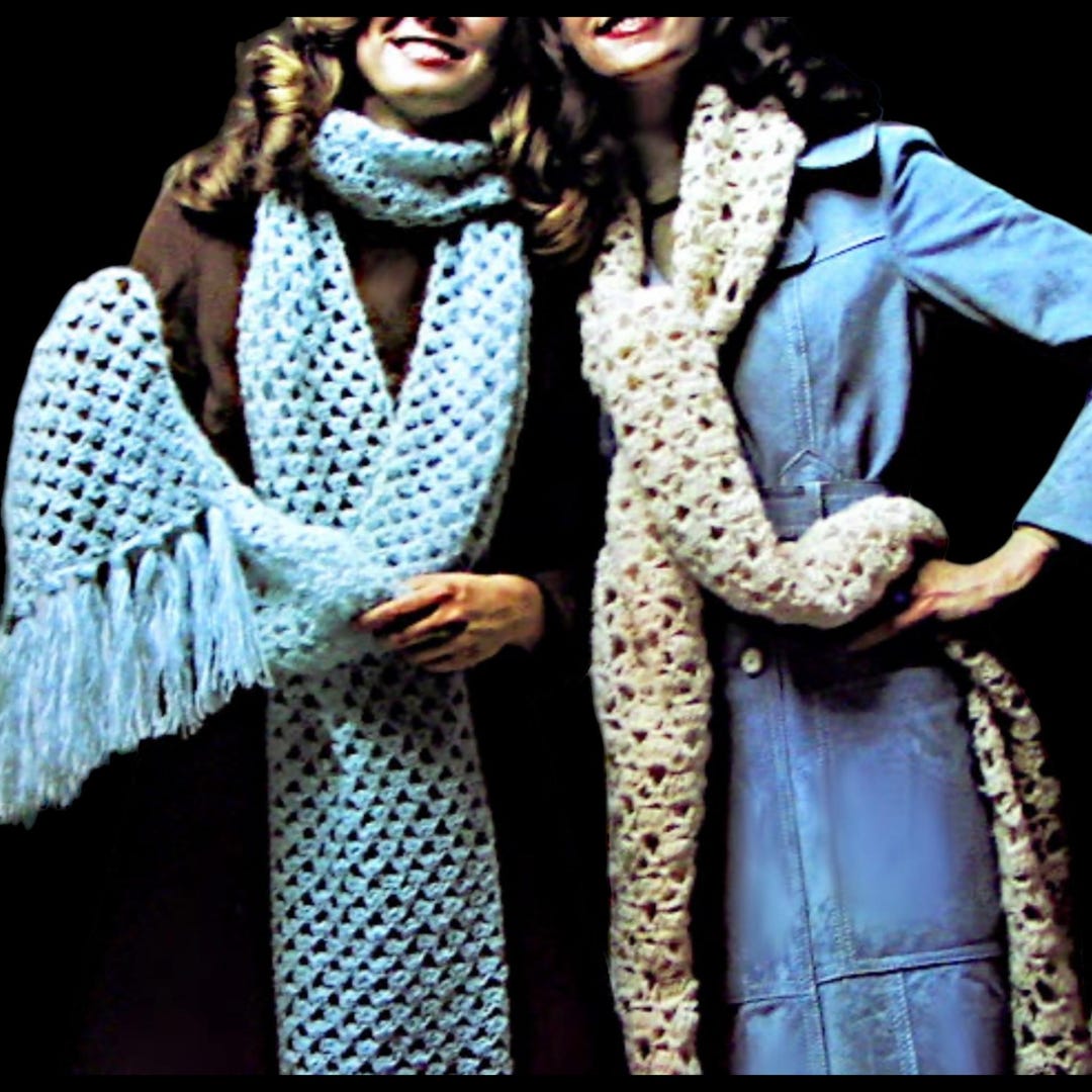 Vintage Scarf Crochet Pattern PDF Download, Shell and Picot Stitches ...