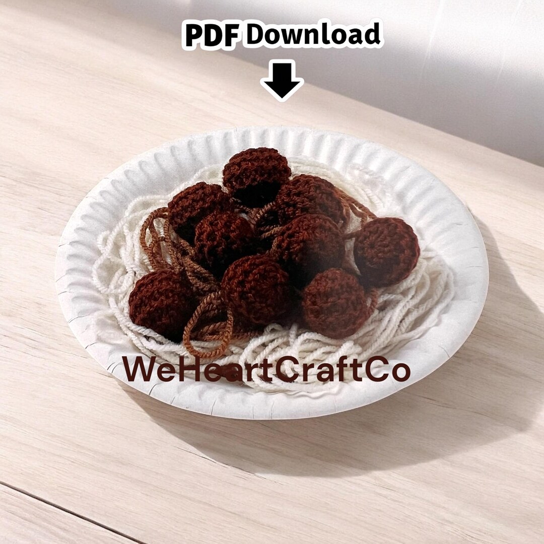 Food Knitting Pattern Spaghetti and Meatballs PDF Download Pattern US ...