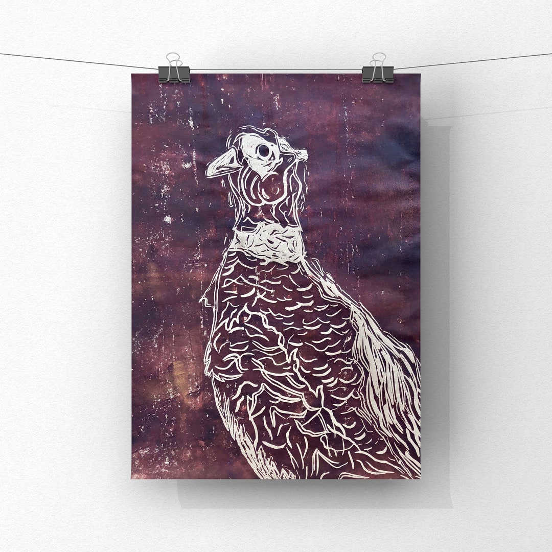 Original Pheasant Lino Print A3 - Etsy UK
