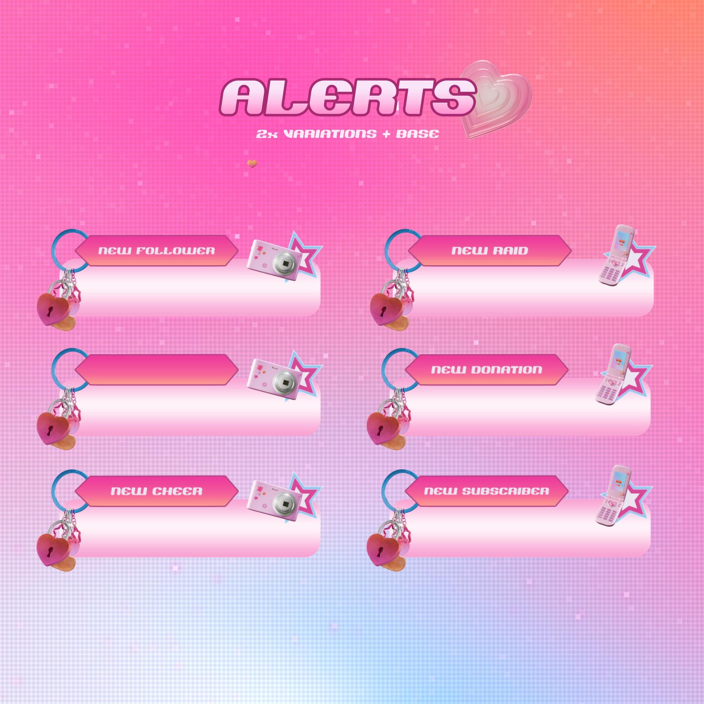 Y2K Animated Pink Stream Overlay Package – Twitch & Youtube | Vtuber ...