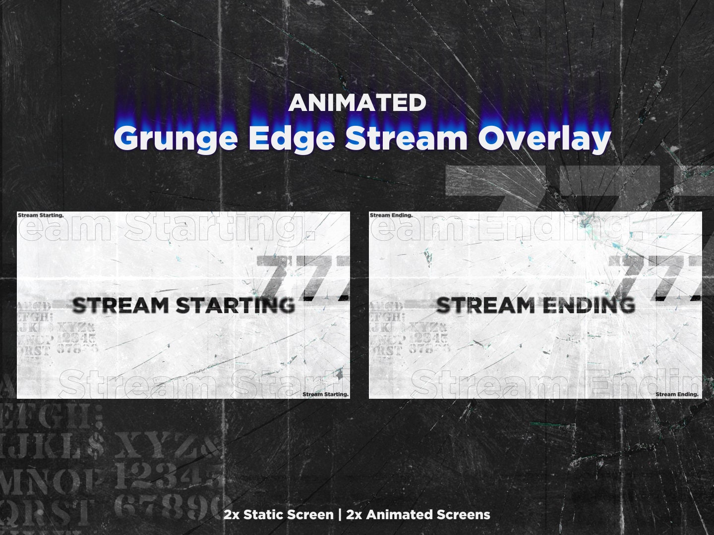 Animated Grunge Edge Black Stream Overlay | Twitch Overlay | Dark ...