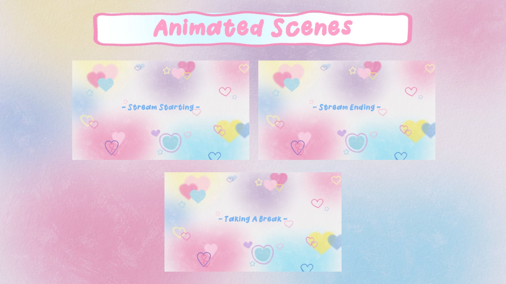 Animated Cute Love Burst Stream Overlay Twitch Package Vtuber Friendly ...