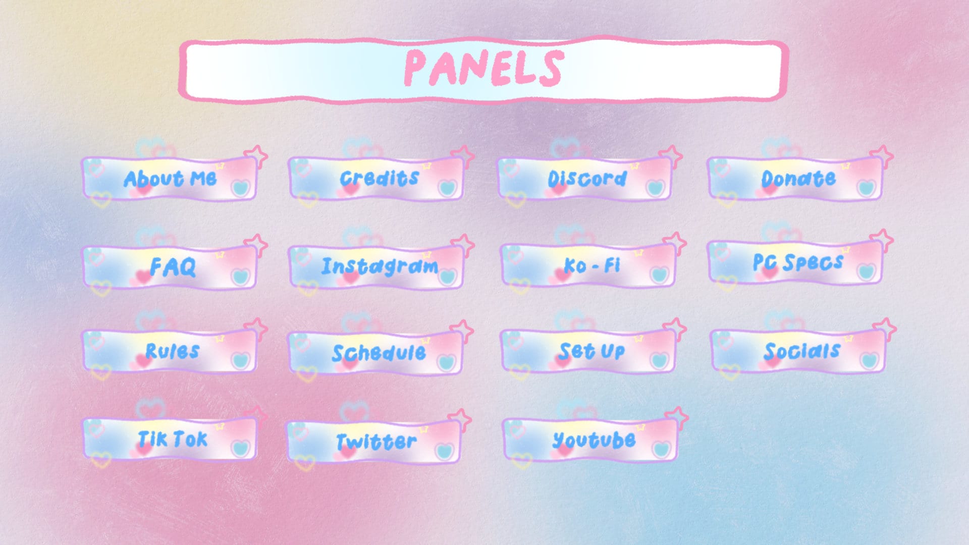 Animated Cute Love Burst Stream Overlay Twitch Package Vtuber Friendly ...