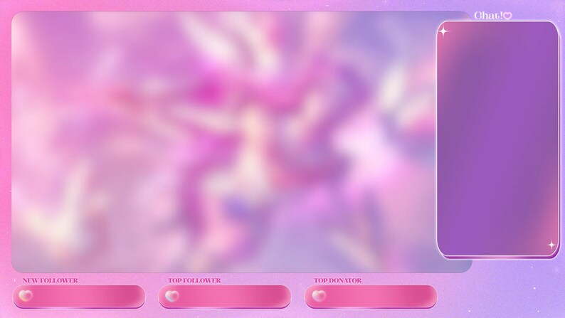 Animated Soft Love Hearts Pink Stream Overlay Package Vtuber Friendly ...