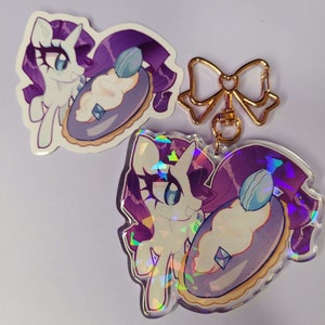 My Little Pony Rarity Cute Kawaii 3 Inch Rainbow Acrylic Charms ...