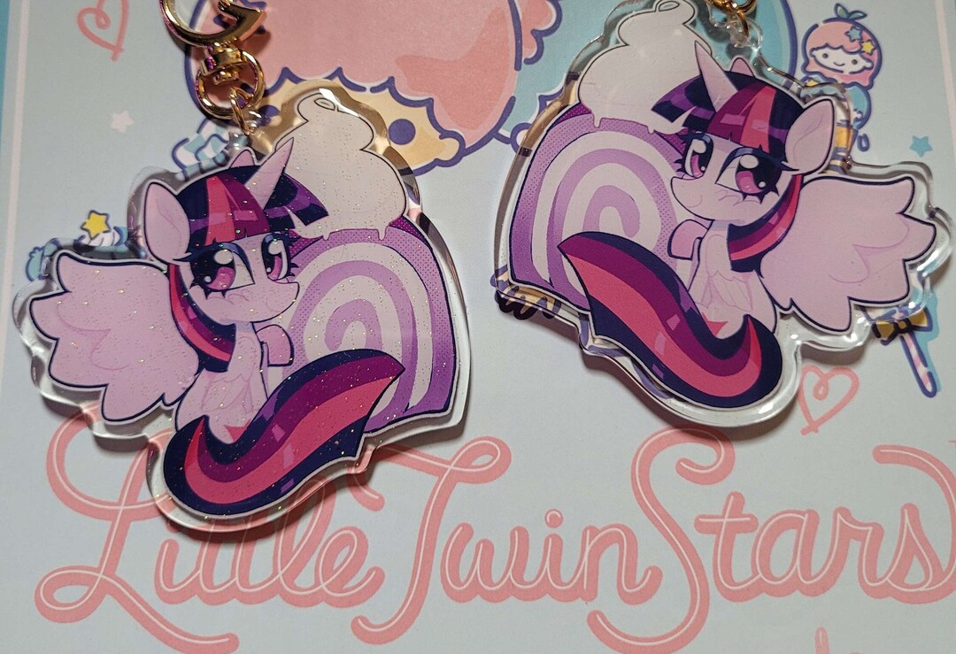 Ube Roll Princess Twilight Sparkle 3 Inch Glitter Charm Keychains ...