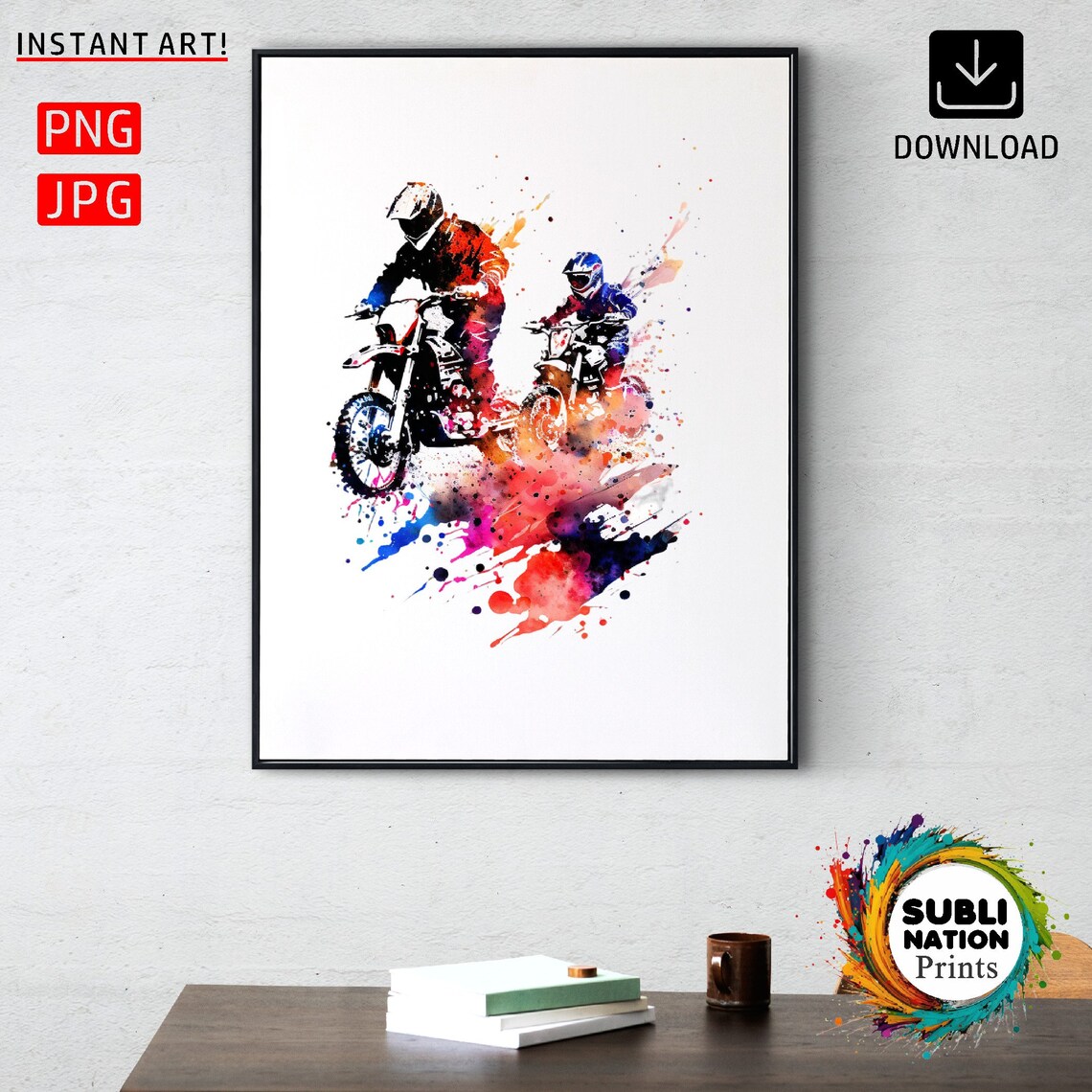 Motocross Printable Png File Father and Son Watercolor Art - Etsy