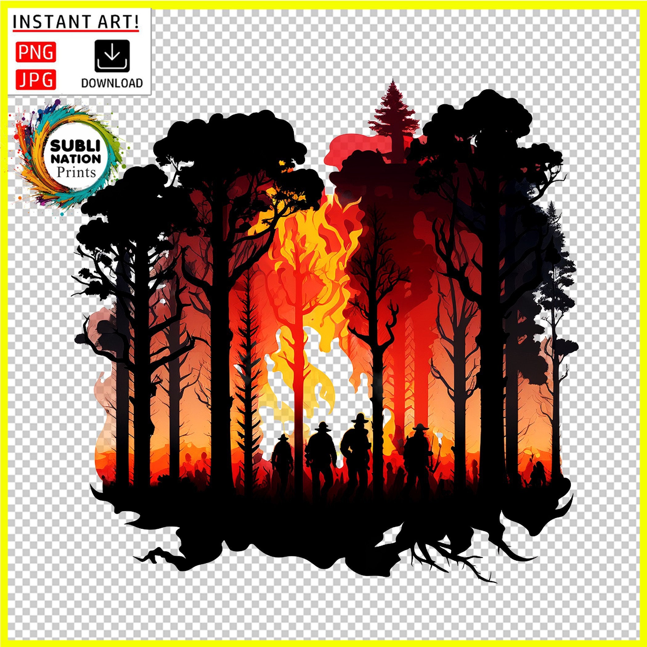 Firefighter Forest Fire Land Png Jpg Print File - Etsy