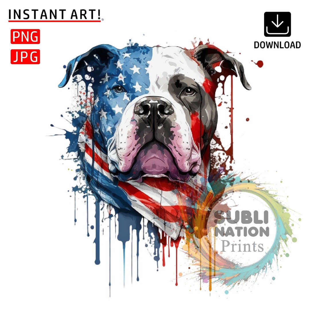 Creative Pitbull US Flag Dripping Splat Art PNG File - Etsy