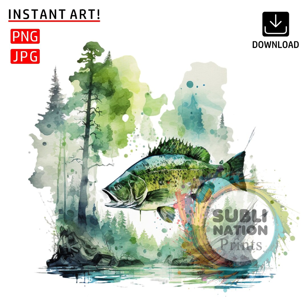Fishing Png Bass Fish Watercolor - Etsy