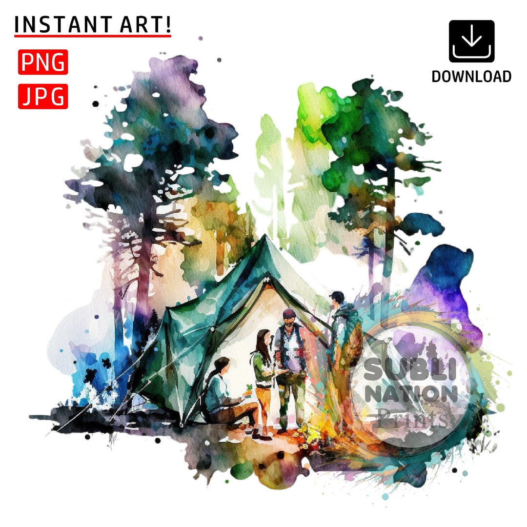Camping Friends Campers Png Watercolor Design - Etsy