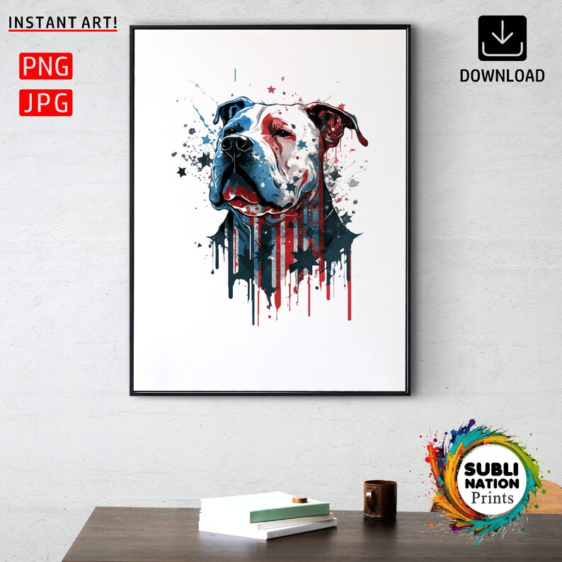 Patriotic Pitbull Dog Dripping US Flag Splat Png Design - Etsy