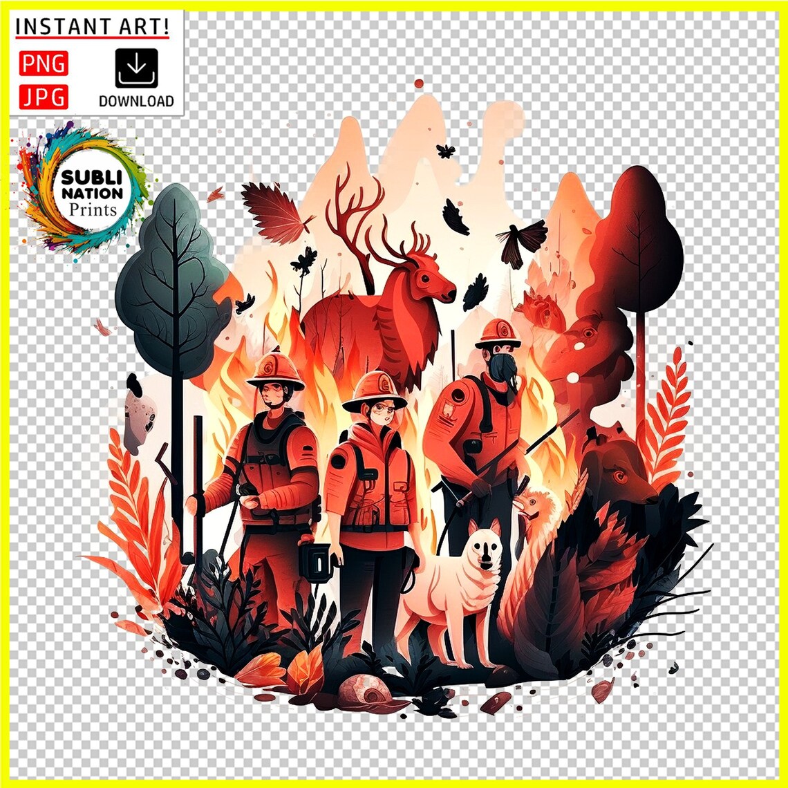 Forest Firefighter Mens Png Jpg Print File - Etsy
