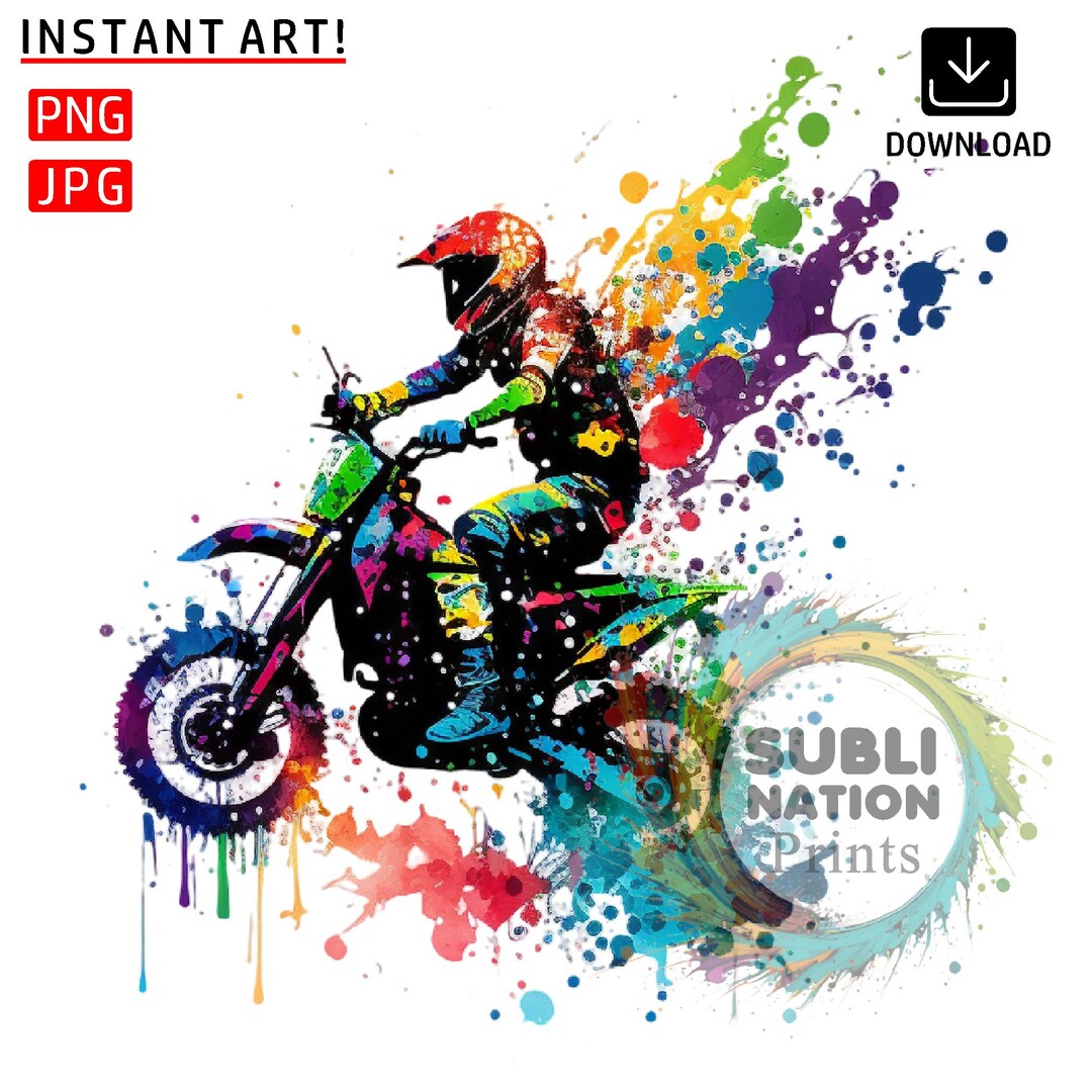 Colorful Splat Colors Motocross Racing Watercolor Png - Etsy