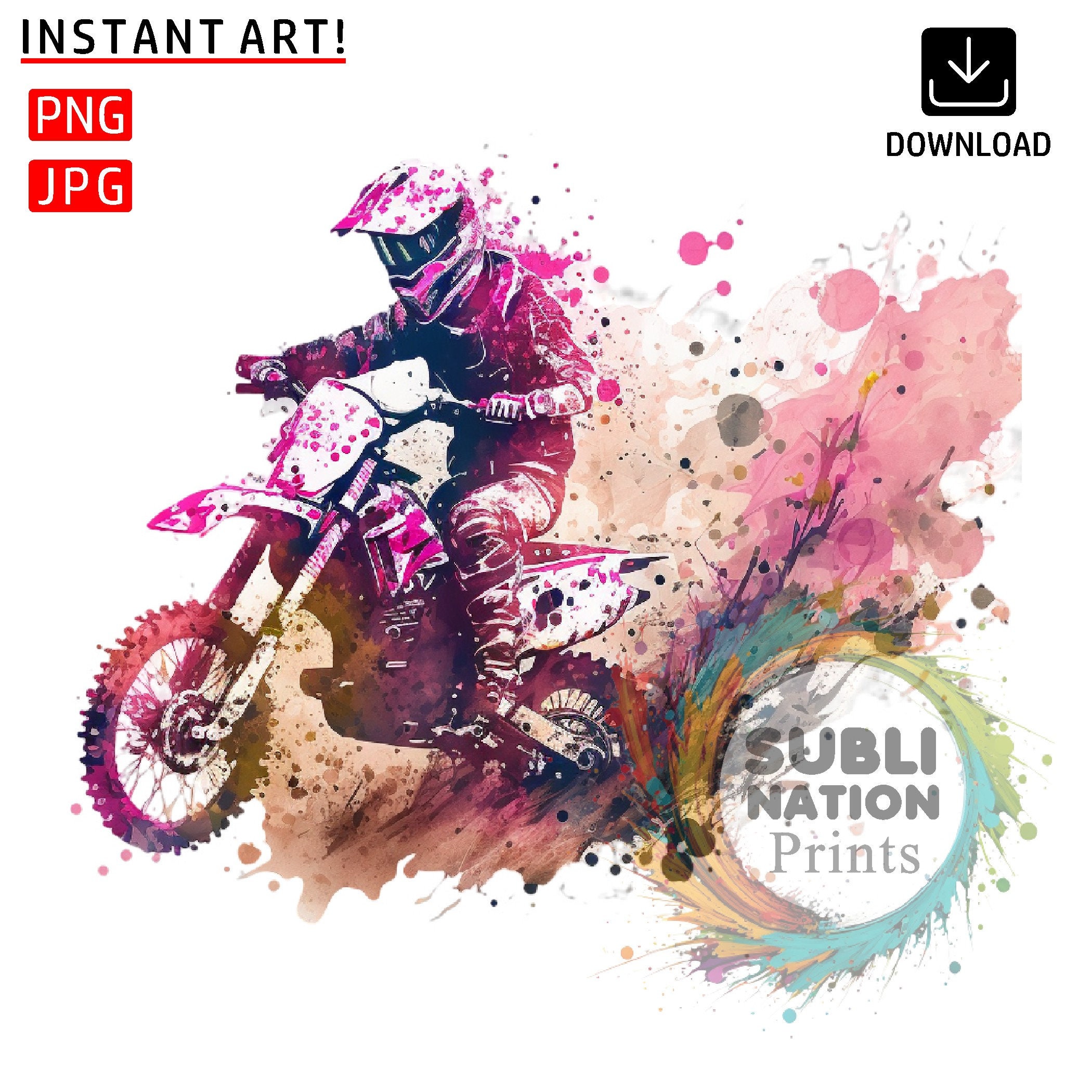 Motorcycle Pink Splat Watercolor Png - Etsy