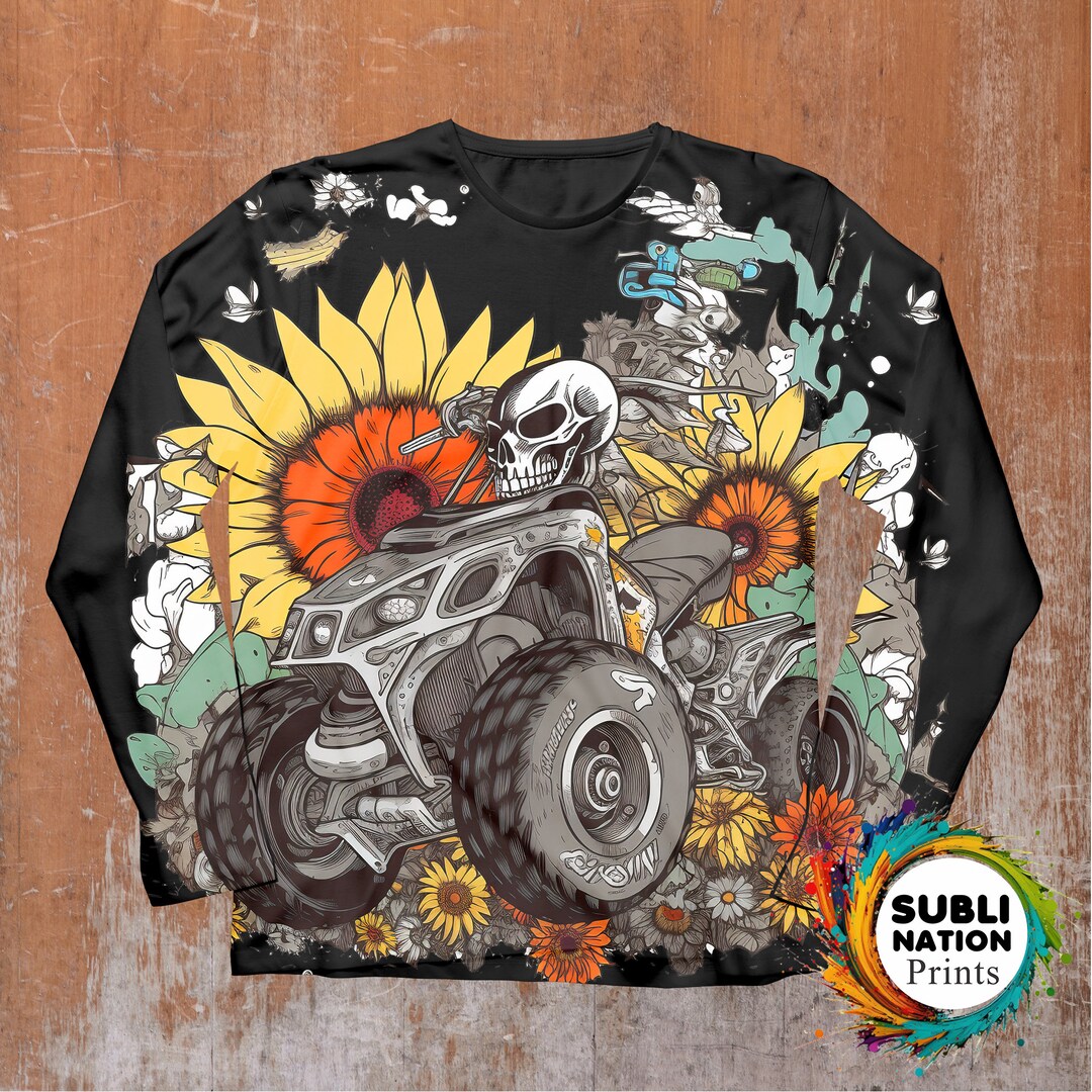 ATV Rider Skull and Sunflower - Etsy