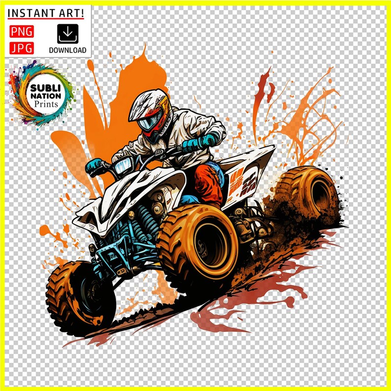 Splat Atv Rider Png Jpg - Etsy
