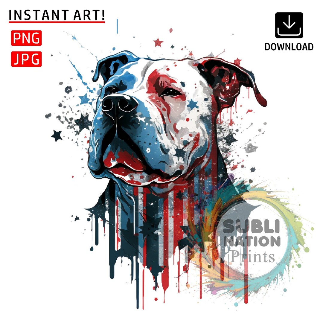 Patriotic Pitbull Dog Dripping US Flag Splat Png Design - Etsy