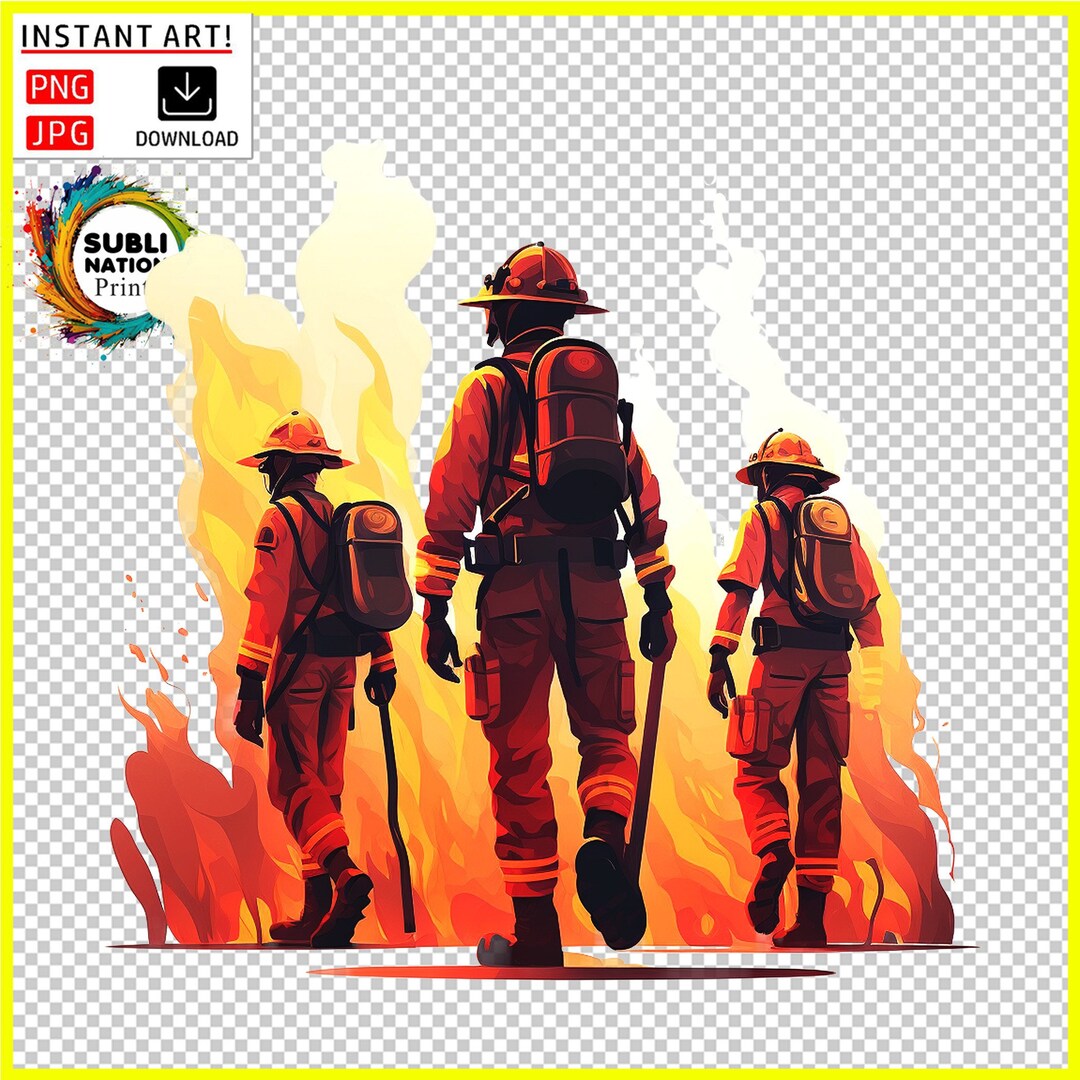 Firefighter Team Png Jpg - Etsy