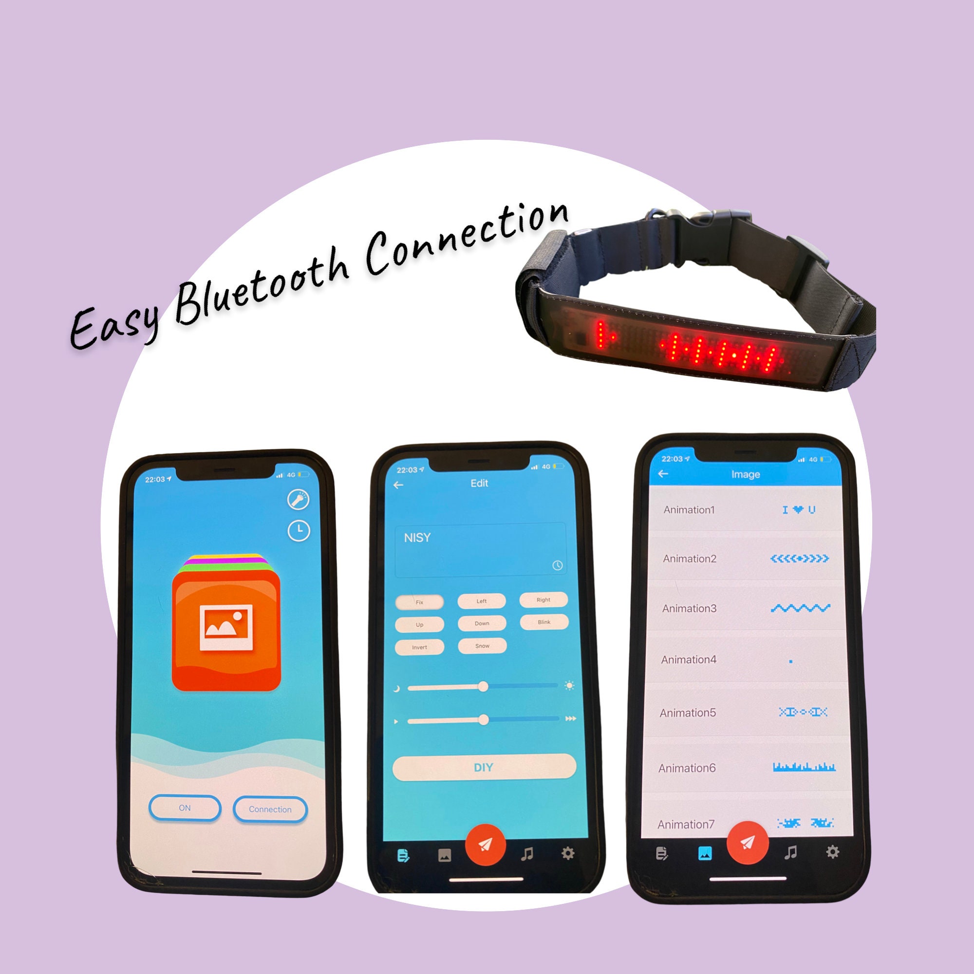 LED Dog Collar Customisable Glow in the Dark Display Light up Collar ...