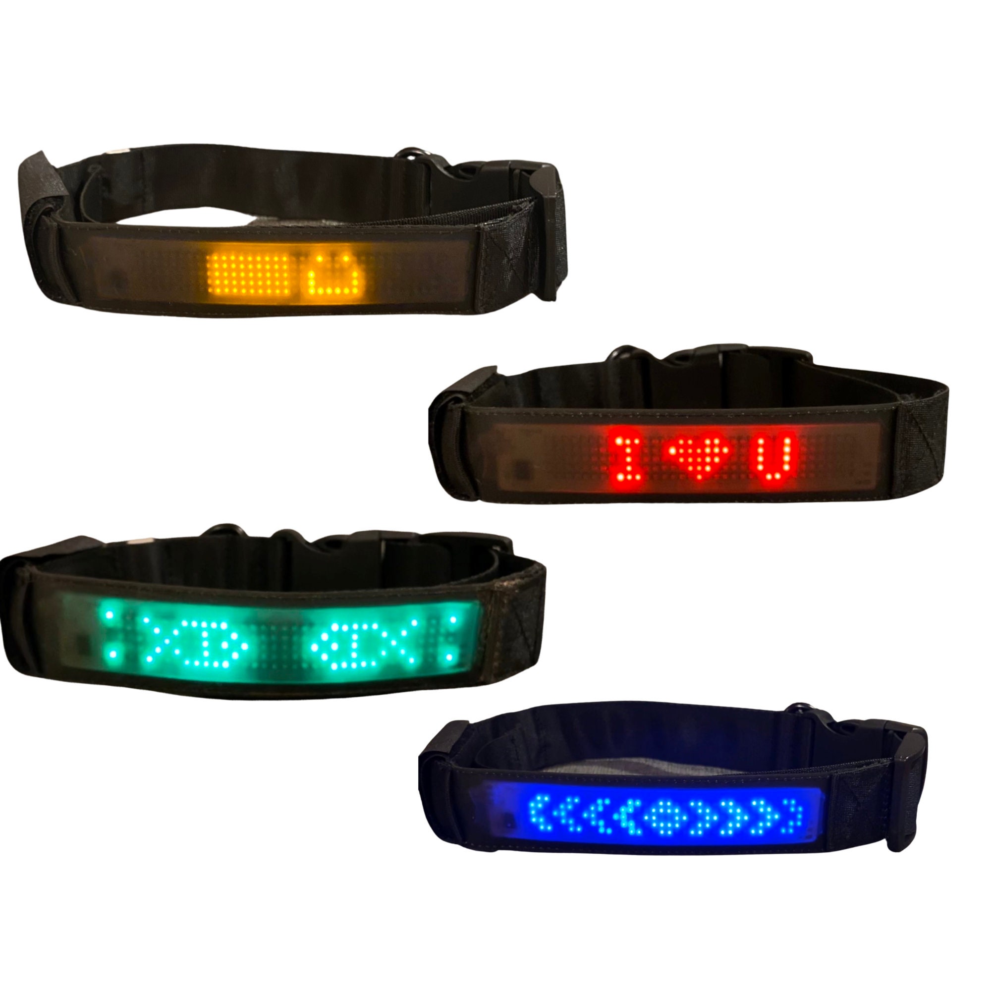 LED Dog Collar Customisable Glow in the Dark Display Light up Collar ...