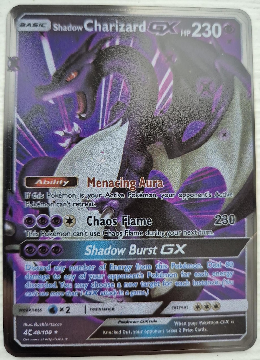 Pokemon Gold Metal Card Shadow Charizard GX Rare Collectable Trading ...