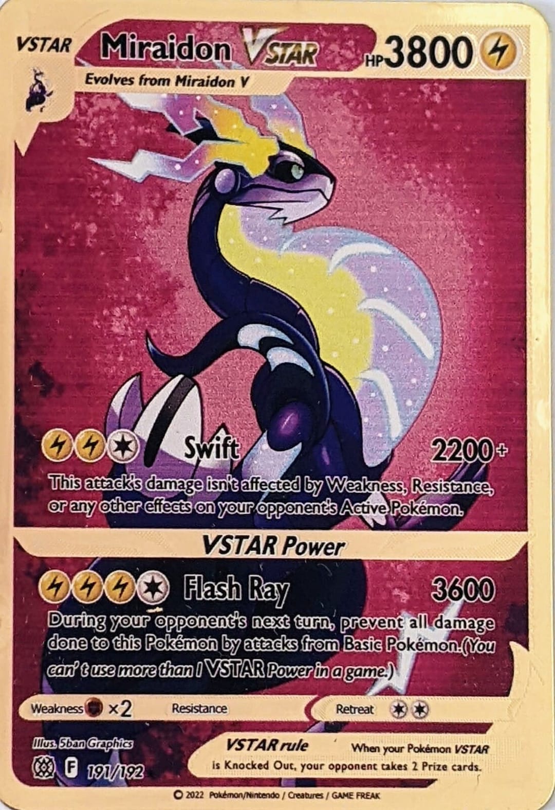 Miraidon Vstar Pokemon Gold Solid Metal Card Rare - Etsy UK