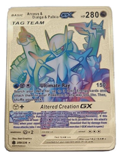 Rainbow Arceus Dialga Palkia GX TAG Team Gold Metal Card Rare - Etsy