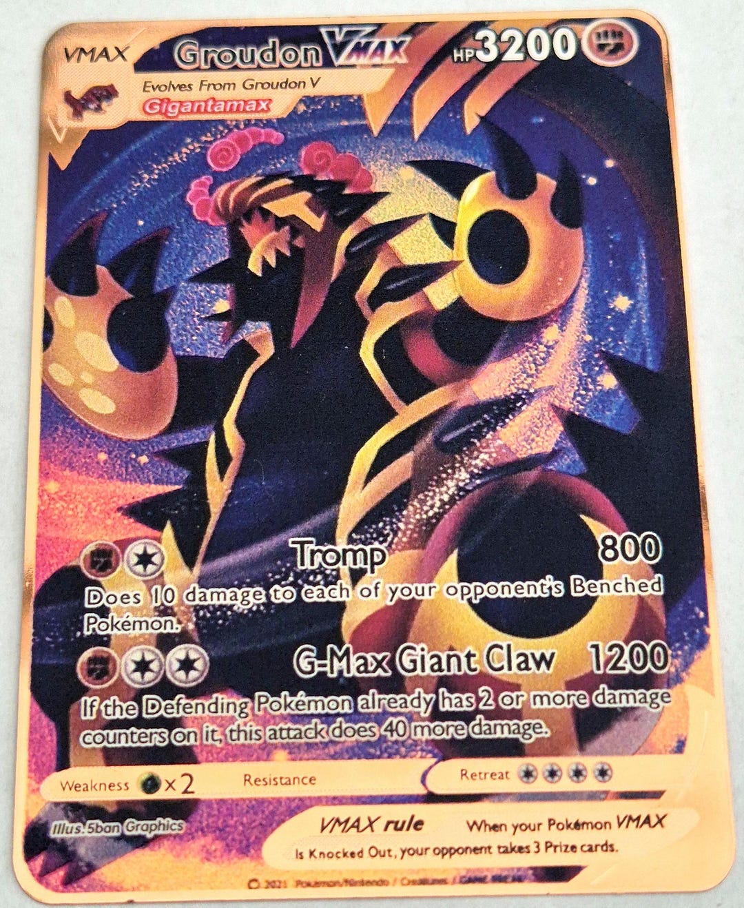 Groudon Vmax Pokemon Solid Metal Card Rare | Collectable Cards Vmax GX ...