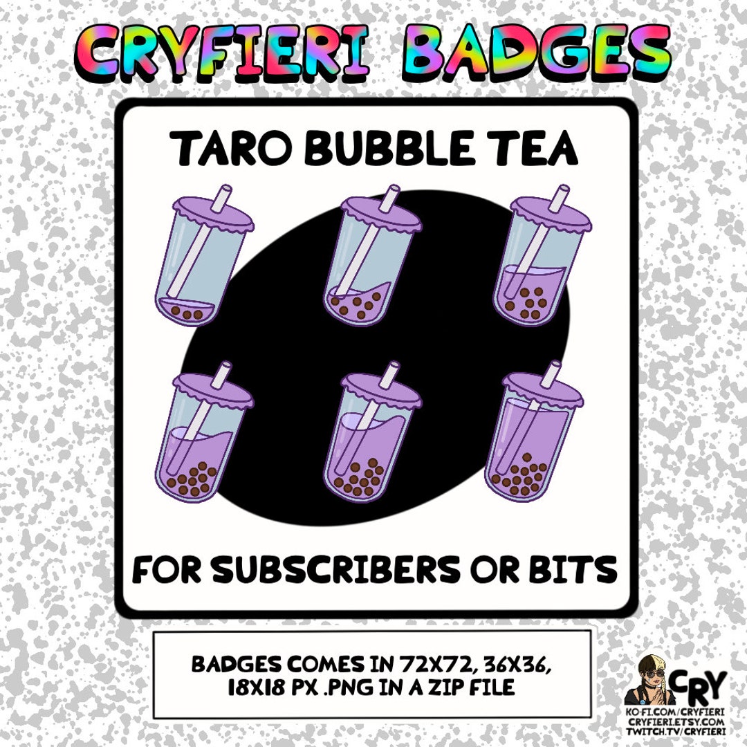 6 Twitch Sub Badges Taro Bubble Tea Bits Cool Pretty Fun Cute - Etsy