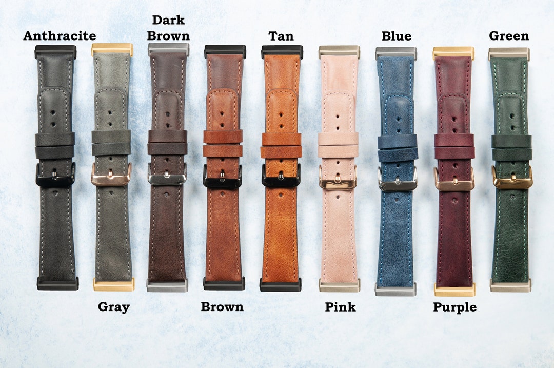 Genuine Leather Fitbit Versa 4 Watch Band, Custom Fitbit Versa 3 2 1 ...