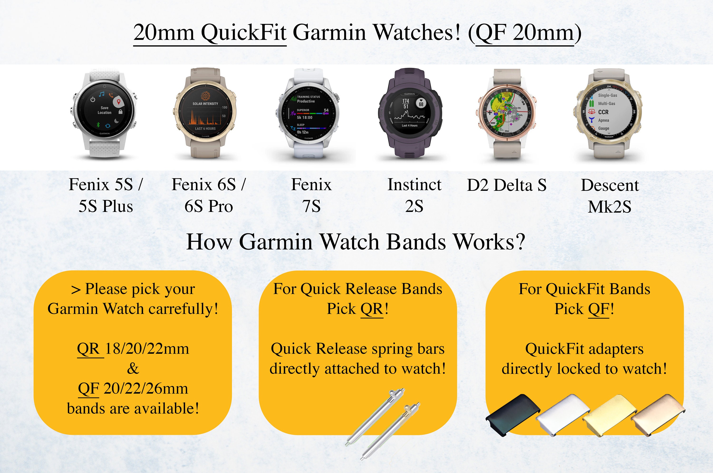 Garmin Watch Adapter, Garmin Quickfit Metal Connector for All Models ...