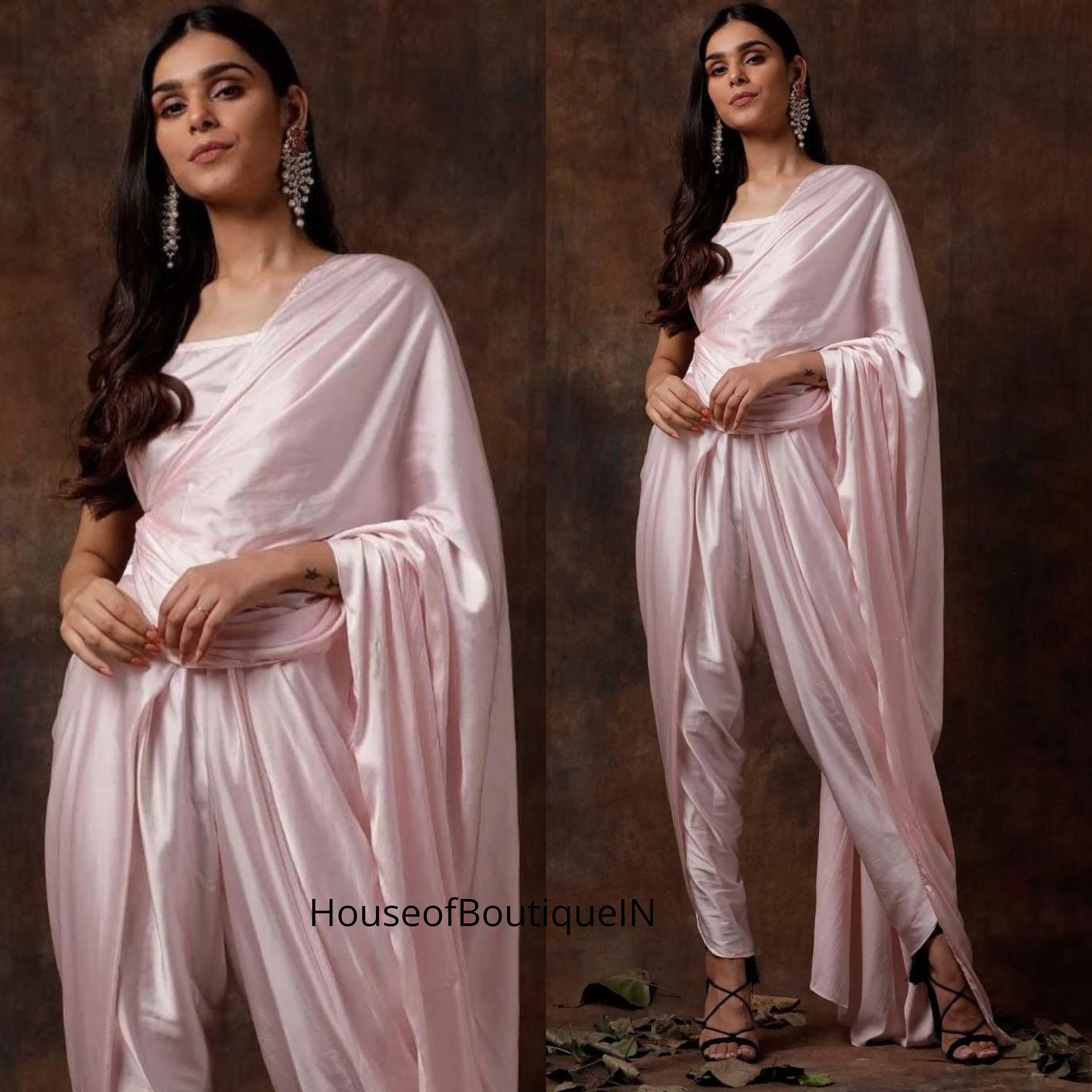 Beautiful Ready to Wear DHOTI Pant Saree Cocktail Saree With Dupatta ...