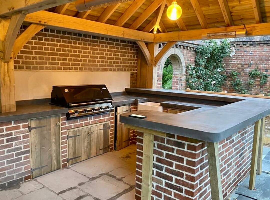 Solid Stone Concrete Garden Bar Worktops for BBQ - Etsy