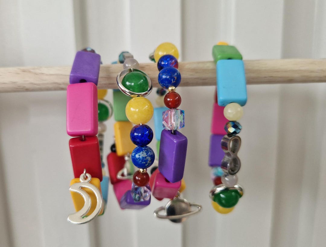Concert Inspired Moon & Planet Bracelet: Memory Wire Bangle - Etsy