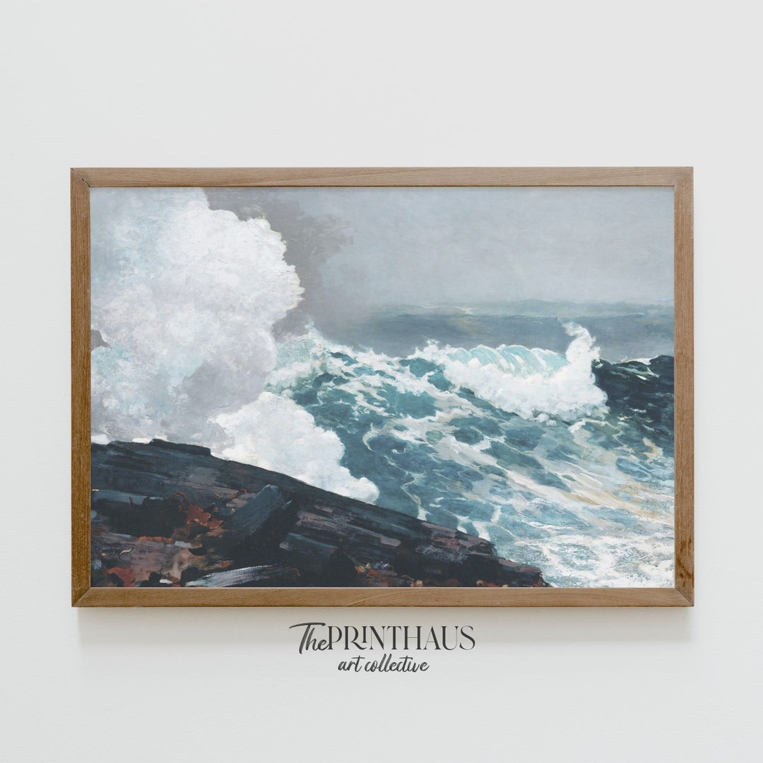 Vintage Coastal Landscape Printable Nautical Seascape Wall Decor ...