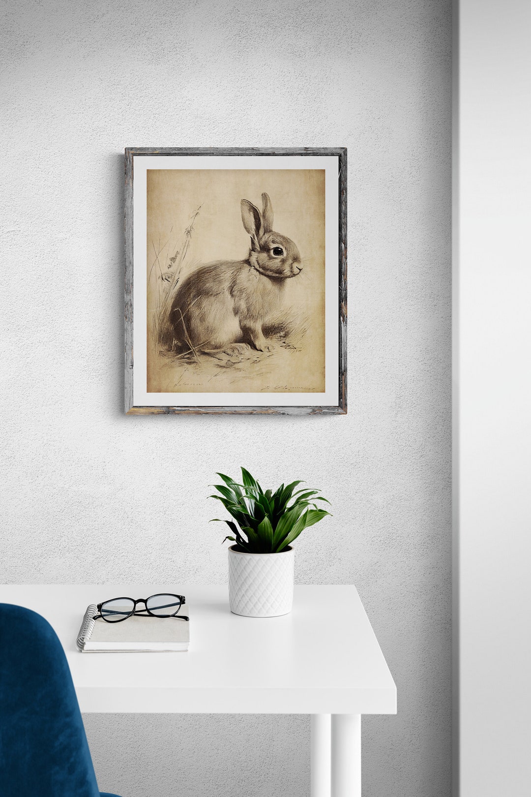 Rabbit Drawing Printable Bunny Drawing Rabbit Wall Art - Etsy