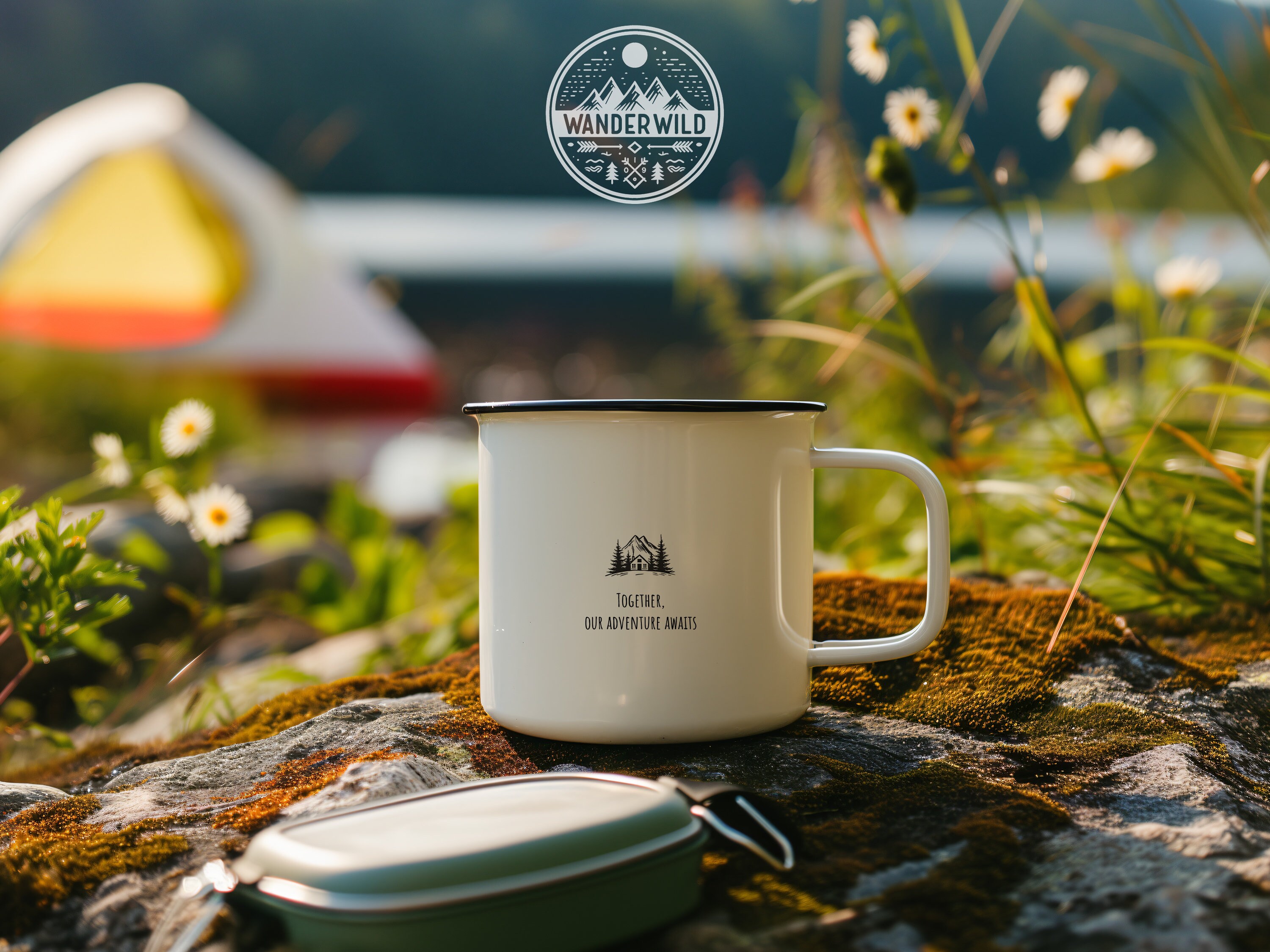 Camping Mug Rustic Cabin Design Adventure Mug for Outdoor Enthusiasts ...