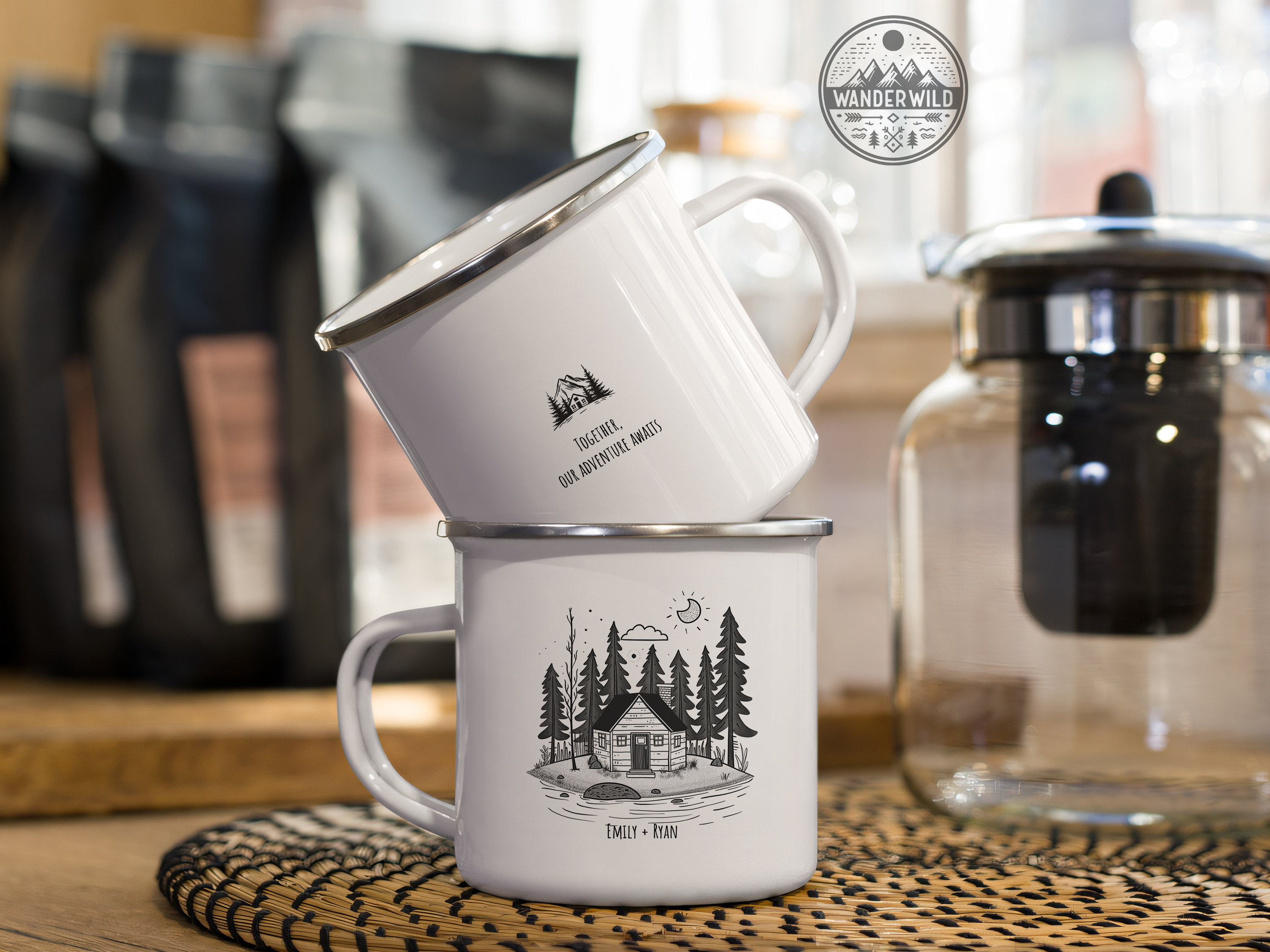 Camping Mug Rustic Cabin Design Adventure Mug for Outdoor Enthusiasts ...