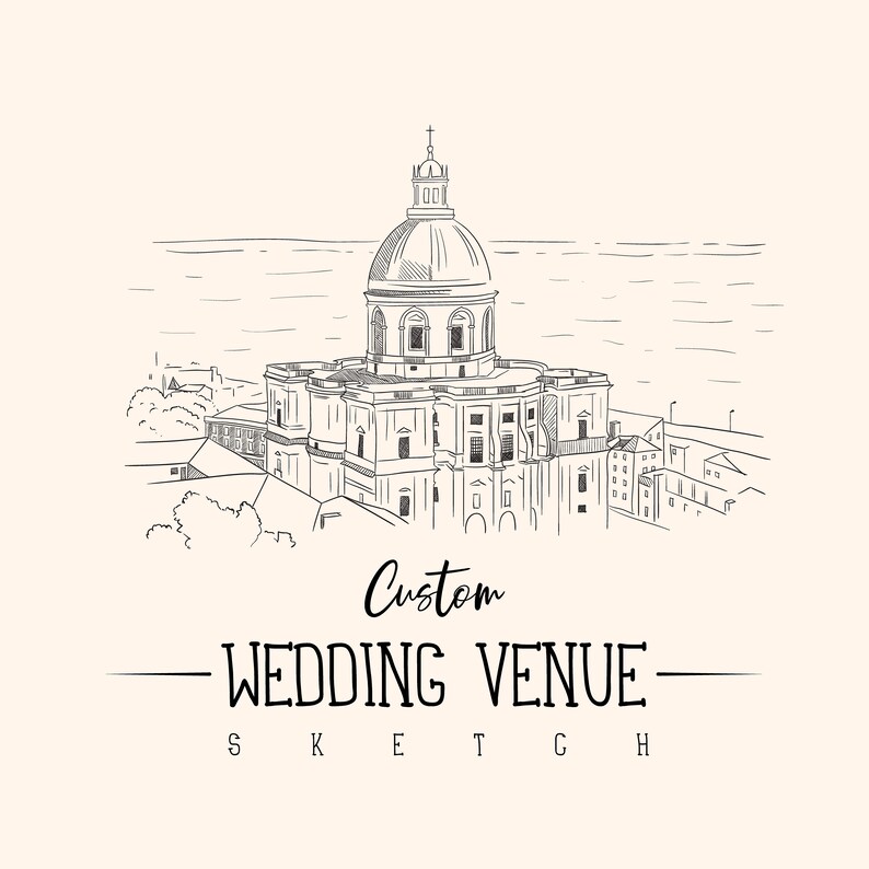 Custom Wedding Venue Sketch Anniversary Gift Drawing Wedding Venue ...
