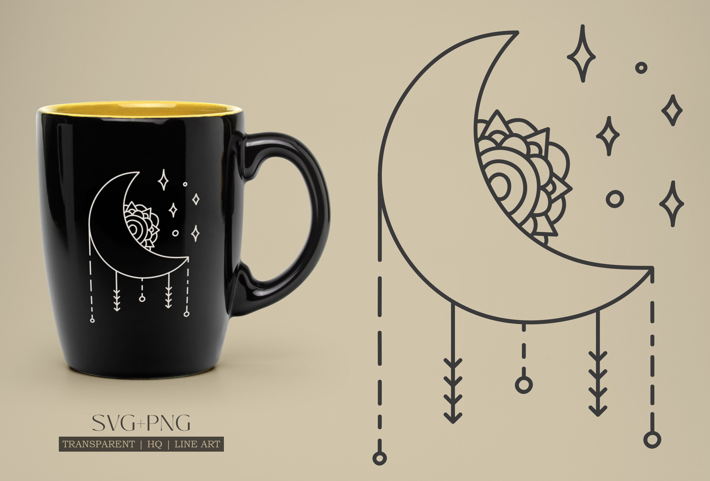 Mystical Moons Celestial SVG Bundle, Sun and Moon Phase SVG, Geometric ...