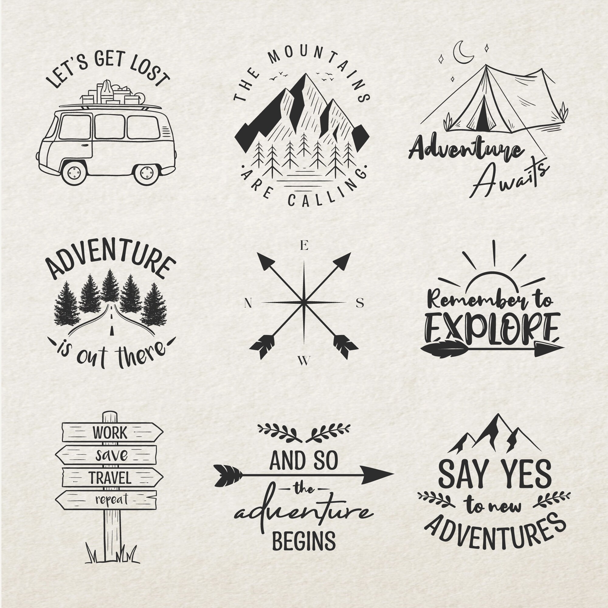 Adventure SVG Bundle, Camping SVG, Mountain Travel Svg, Camper Svg ...