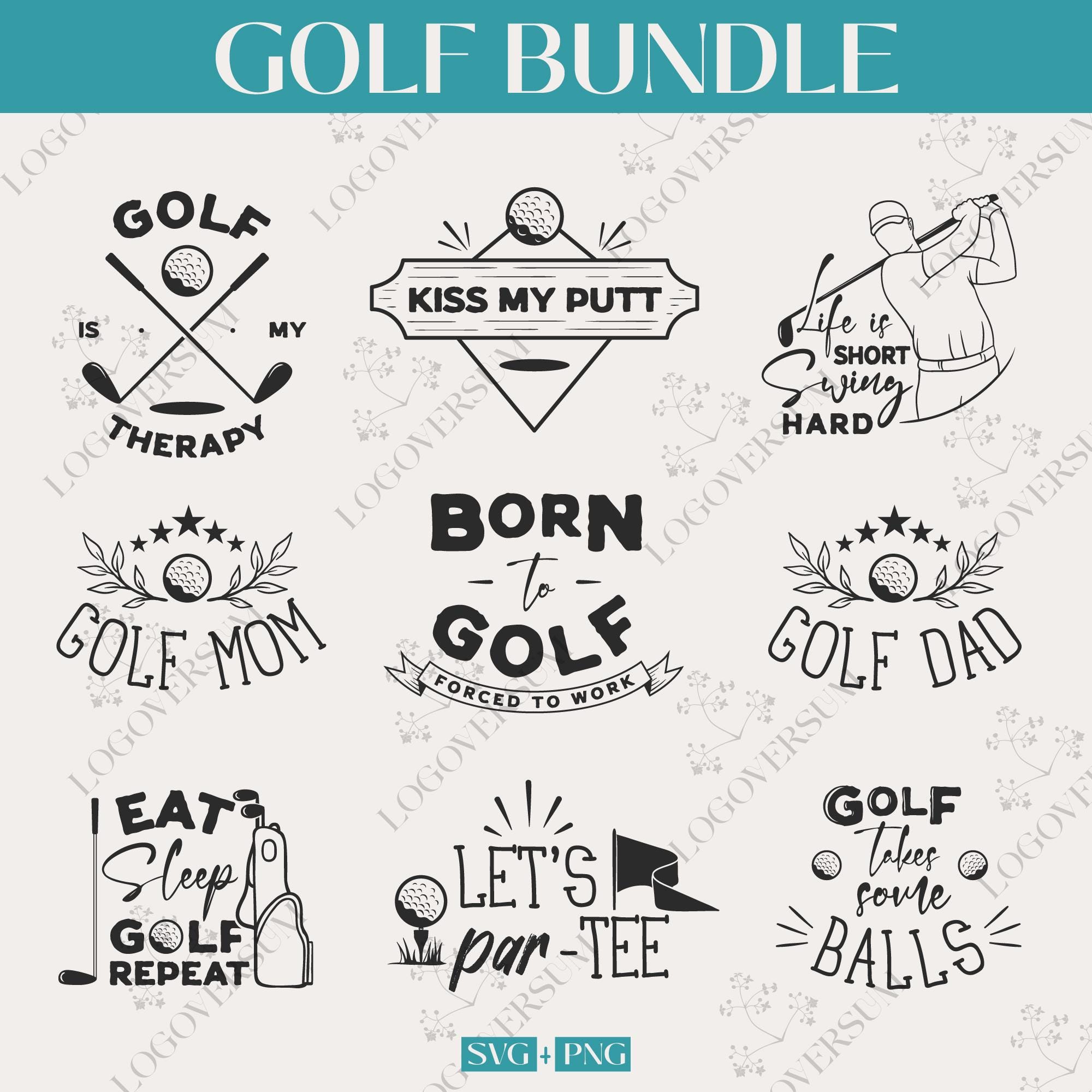 Funny Golf SVG Bundle: Monogram, Sayings, Silhouette (commercial Use ...