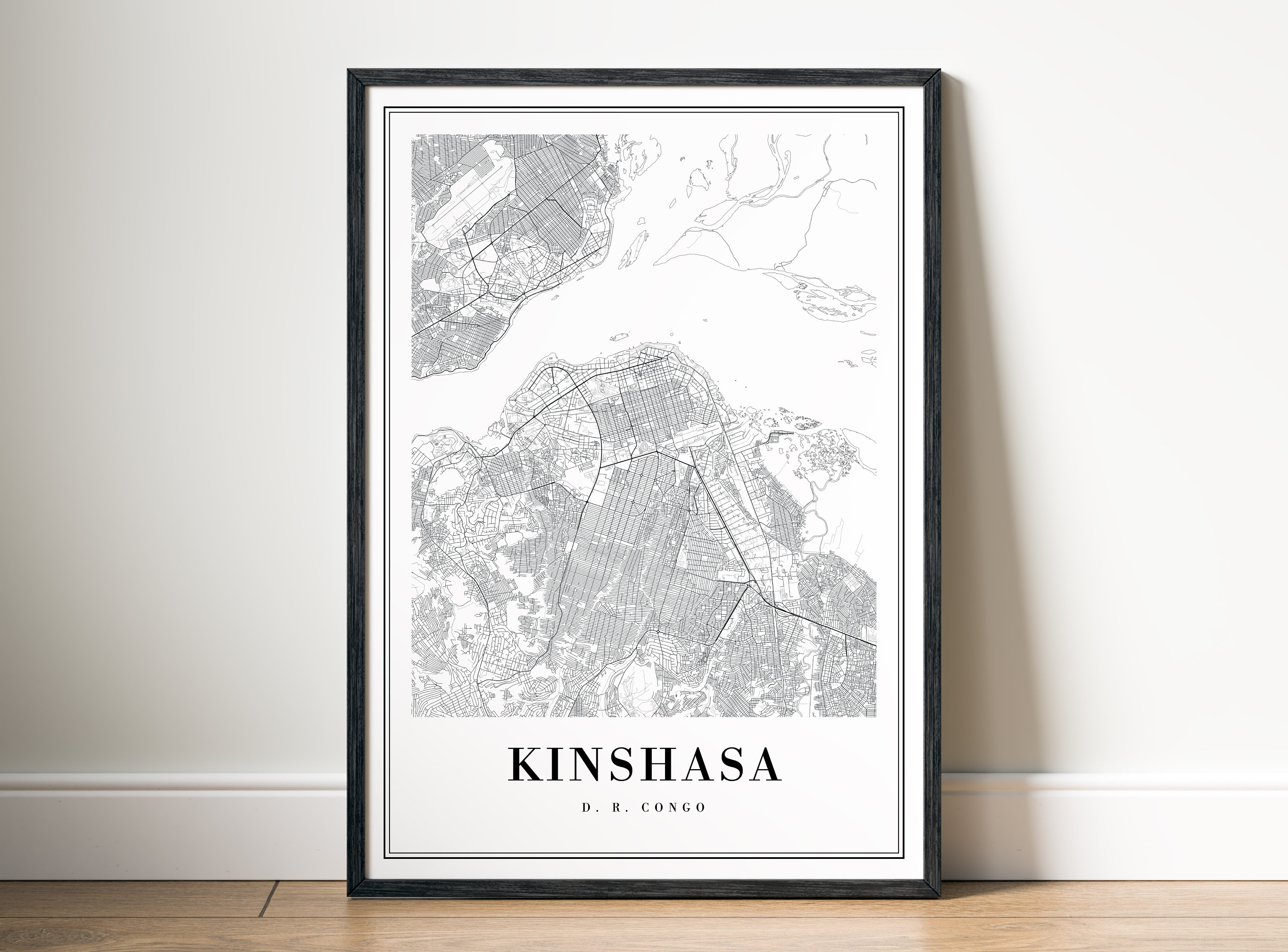 Kinshasa Map Print Kinshasa DR Congo Map Poster Download Kinshasa ...