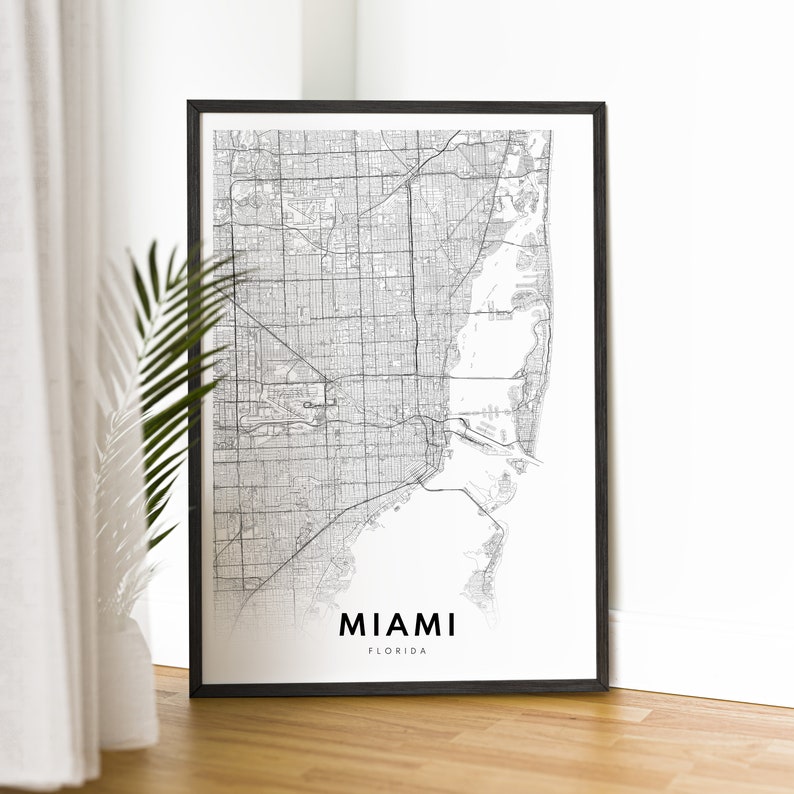 Miami Map Print Miami Map Poster Miami Florida Map Art Miami Map Modern ...