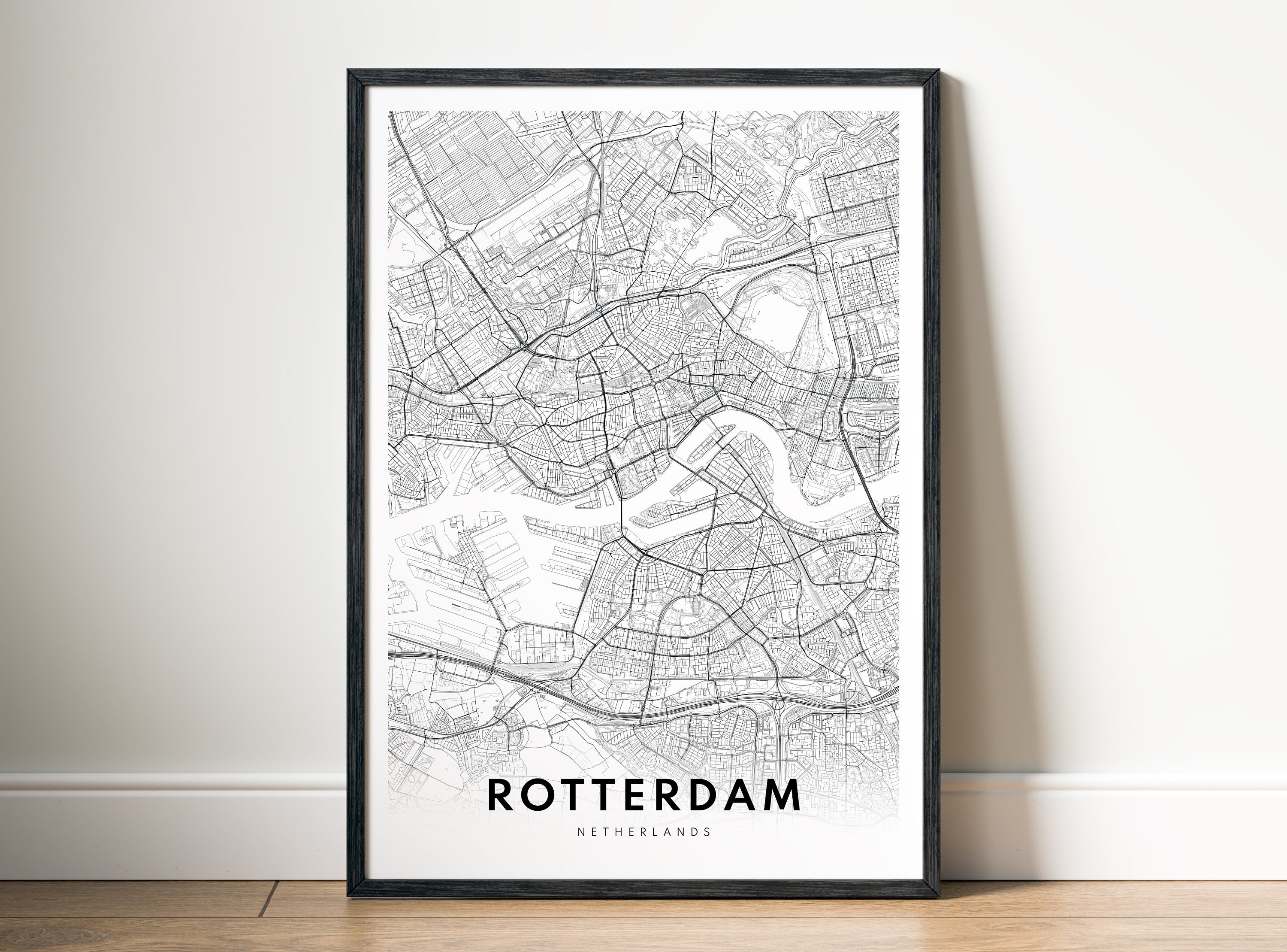 Rotterdam Netherlands Map Print Download Rotterdam Digital Poster ...