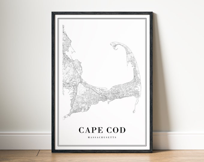 Cape Cod Map Art Print 8 X 10 Travel Poster by Alan Claude ...
