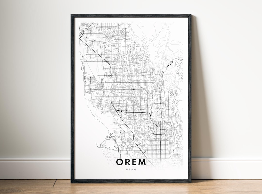 Orem Utah Map Print Digital Download, Black and White City Map Poster ...