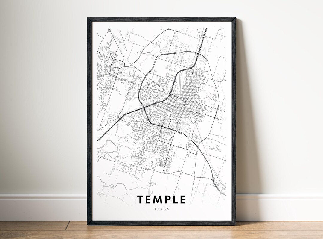 Temple TX Map Print Temple Texas Map Poster Temple Printable City Map ...
