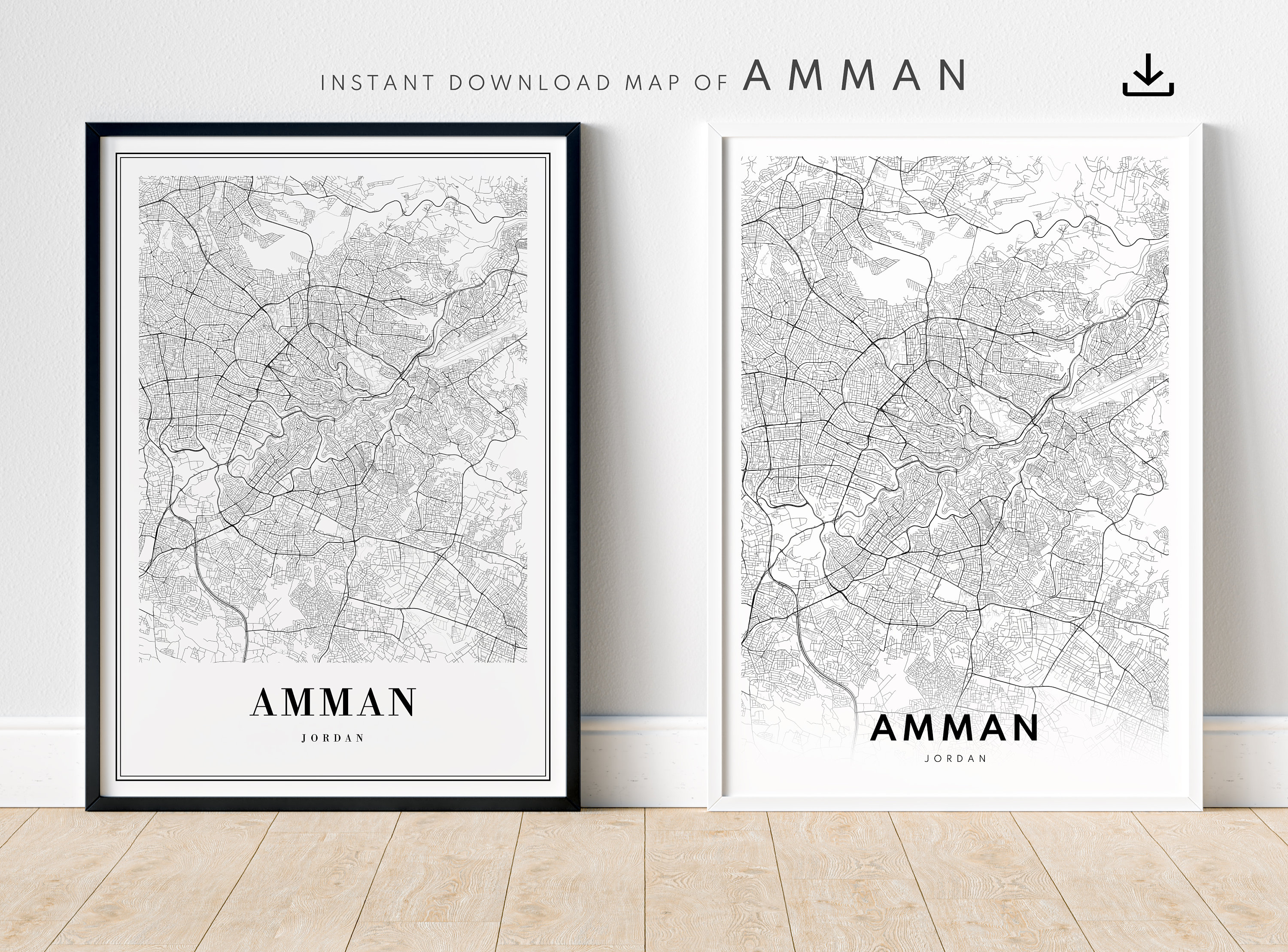Amman Map Print Amman Jordan Map Poster Download Amman Printable Map ...